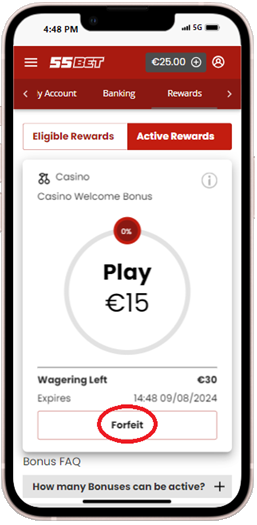 How do I forfeit an active bonus? – Help Centre