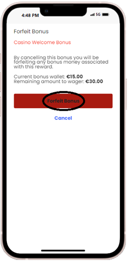 How do I forfeit an active bonus? – Help Centre